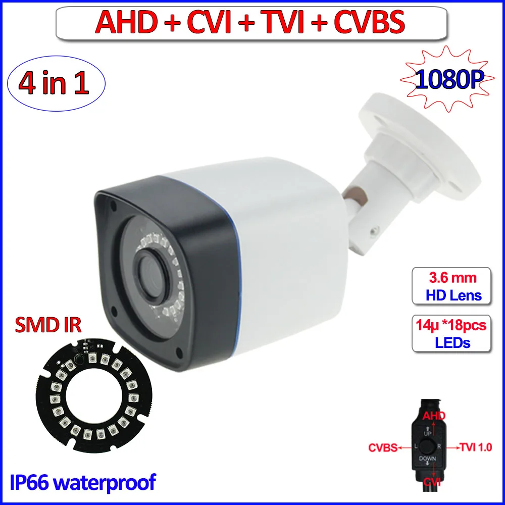 1080P HDCVI HDTVI CVBS AHD camera IP66 surveillance 4 in 1 2MP Night ...