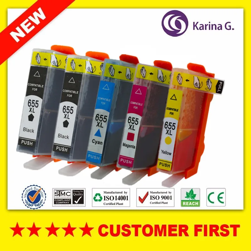 5PCS compatible For HP 655 HP655 Ink Cartridge with Chip suit For HP ...