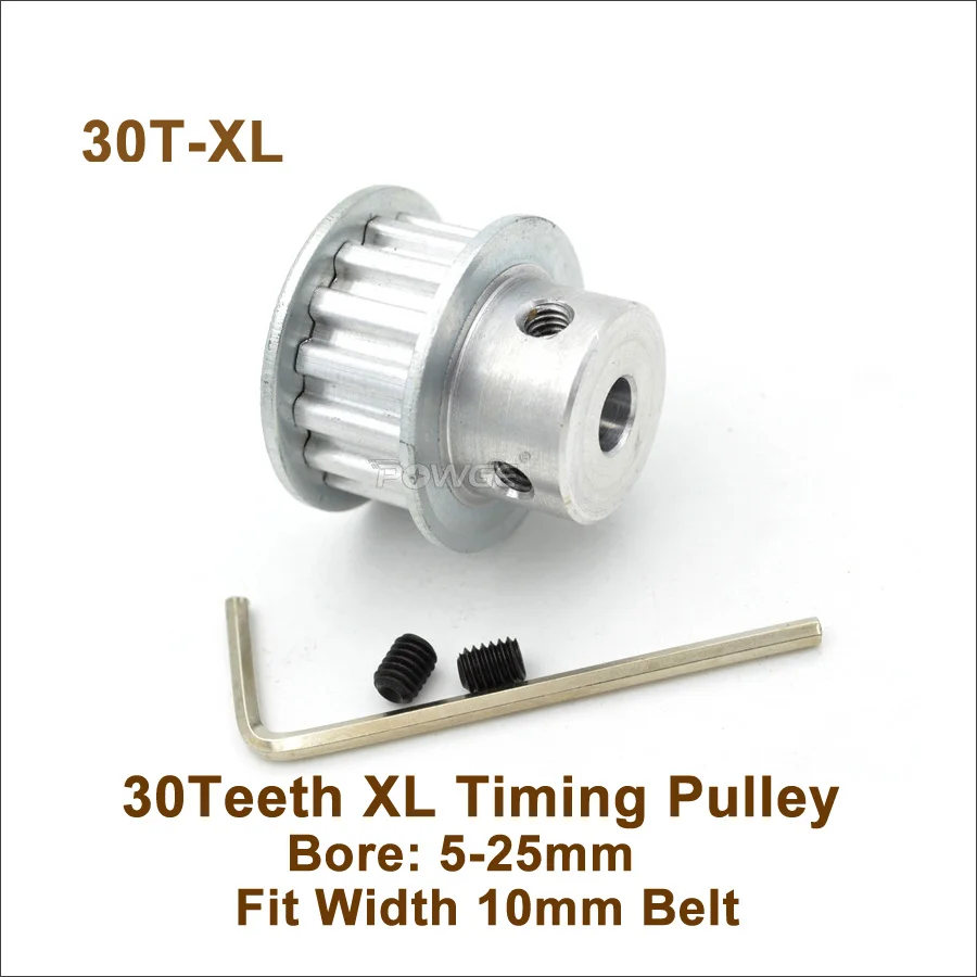 Powge 30 Teeth Xl Timing Pulley Bore 5-25mm Fit W=10mm Xl Timing Belt ...