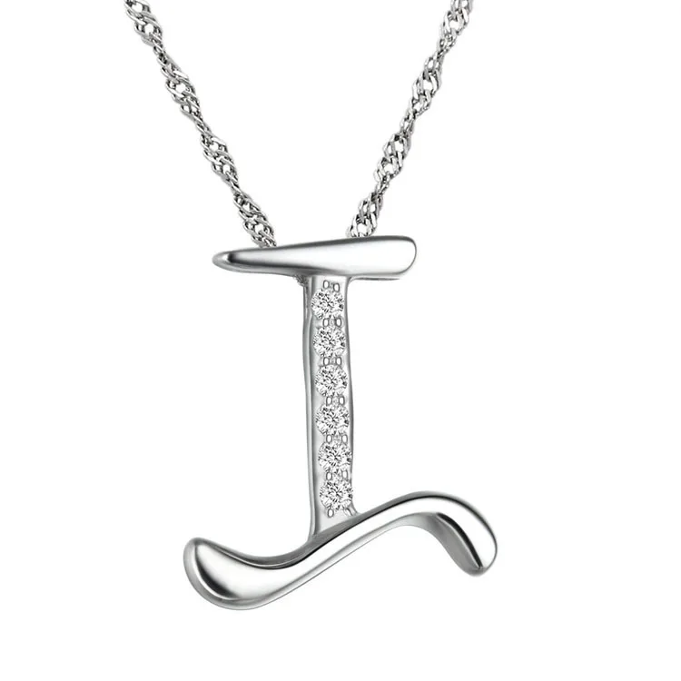 10pcs/lot Fashion Silver Crystal Letter I Necklace for Women/Men ...