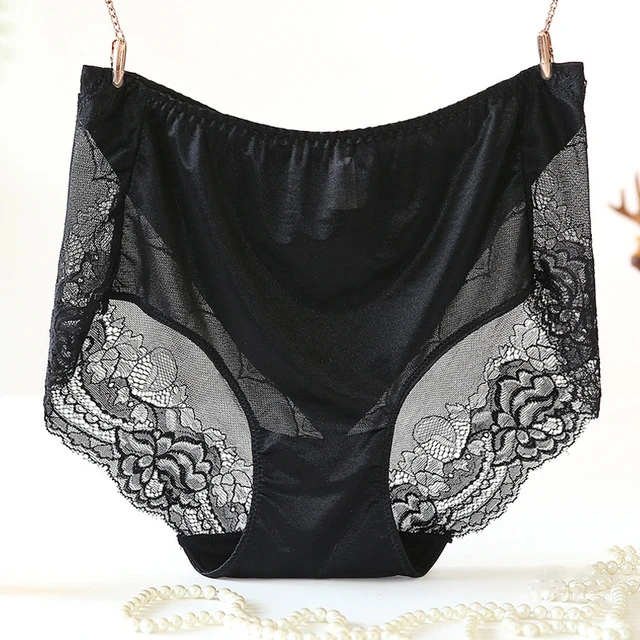 Buy High Waist Lace Plus Size Panties Women Ice Silk