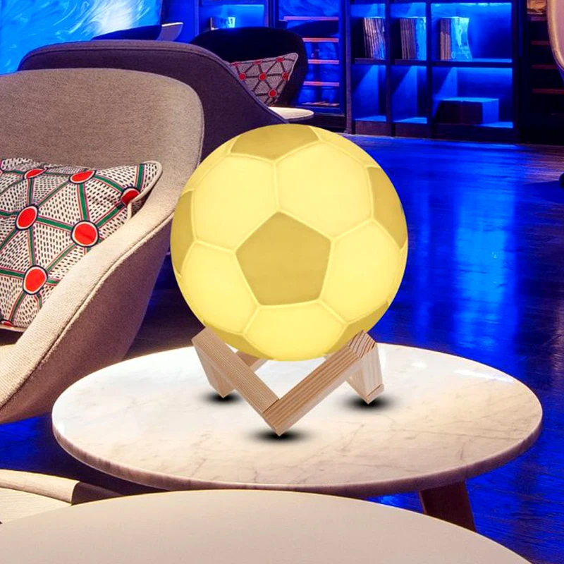 3D Football Lamp Light USB Rechargeable Moon Lamp 7 Colors Change Pat ...