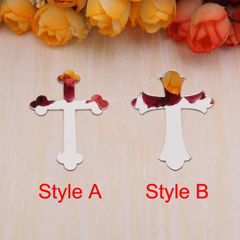30pcs 8cm/ 5cm / 3cm Height Cutting Mirrored Cross Shape Acrylic ...