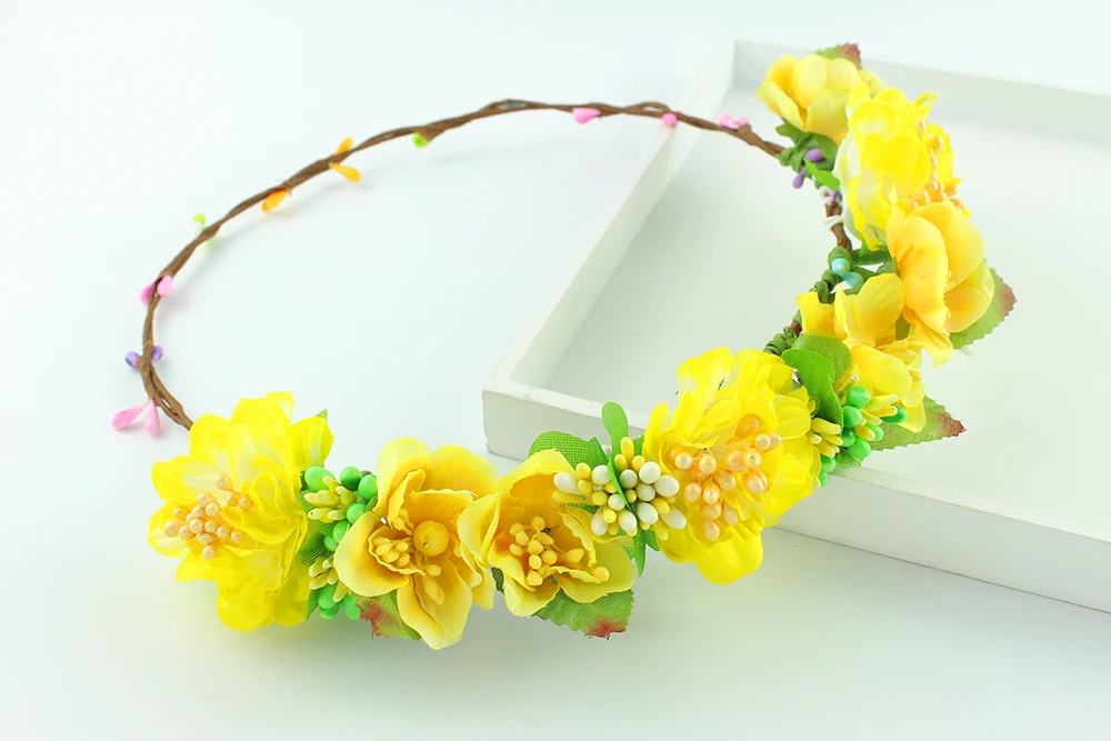 Yellow color Wedding Bridal Flower Hair Accessory Big Flower Tiaras ...