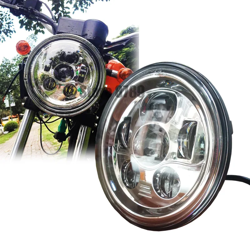 7 In. Motorcycle Universal Headlight H4 LED Moto Round Headlamp Harley ...