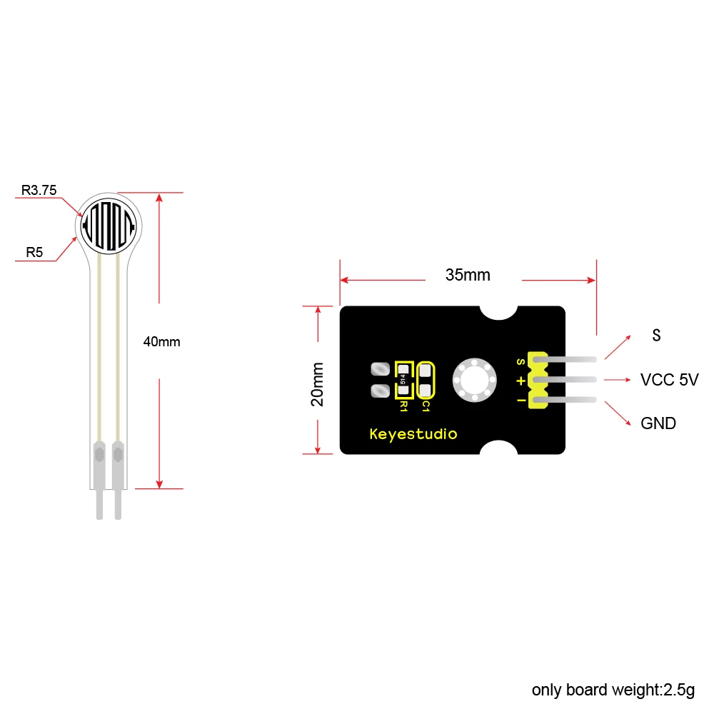 Keyestudio Thin-film Pressure Sensor For Arduino