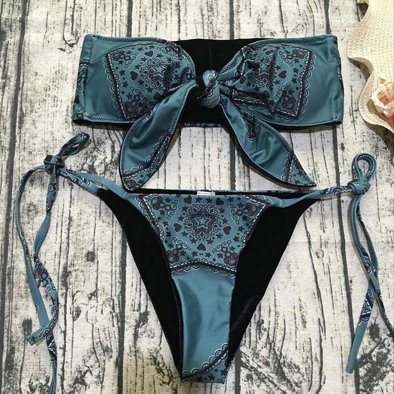 Bonitakinis Sexy Chest Knot Swimsuits Women Cute Strapless Swimwear ...