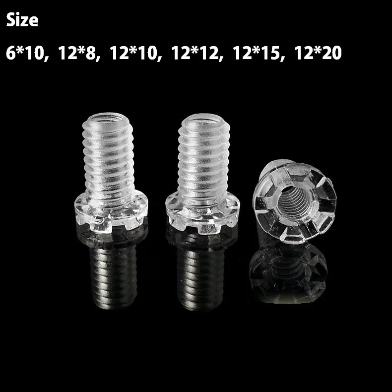 200pc-Lot-6X10-12X8-12X10-12X12-12X15-12X20MM-Acrylic-Screw-transparent ...