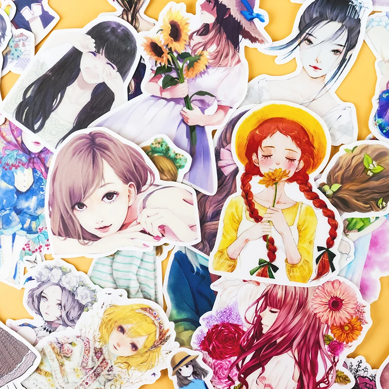 32Pcs-Waterproof-Anime-Girls-Stickers-Diary-Sticker-Scrapbook ...