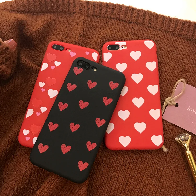 Cute Couple Love Heart Phone Case For iphone 7 7 Puls 8 8 Puls Case TPU ...