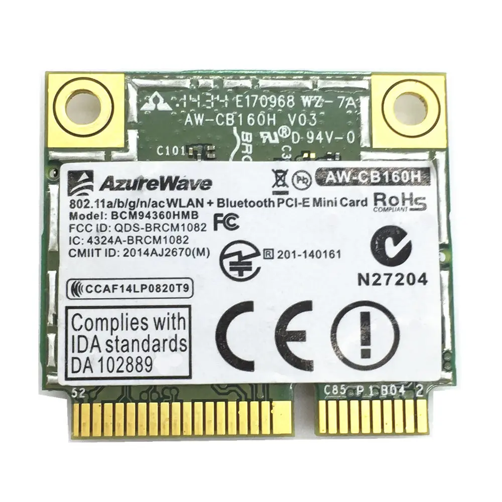 AW CB160H 802.11abgn/11ac WiFi 지원 블루투스 4.0 Broadcom BCM94360HMB ...