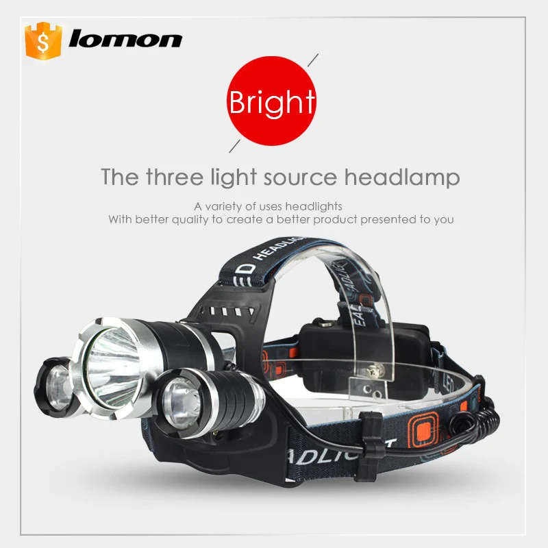 3 LED Lamp LED Headlamp White Red Light 3 Lights Source CREE XML T6 ...