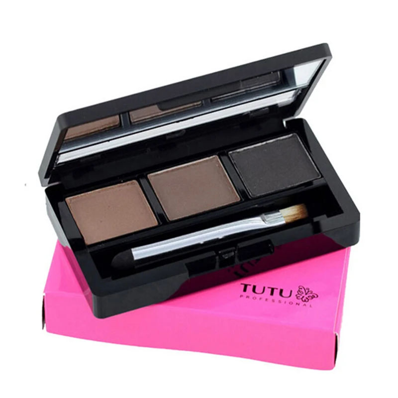 New Professional 3 Colors Eyebrow Powder/Shadow Palette With Double ...
