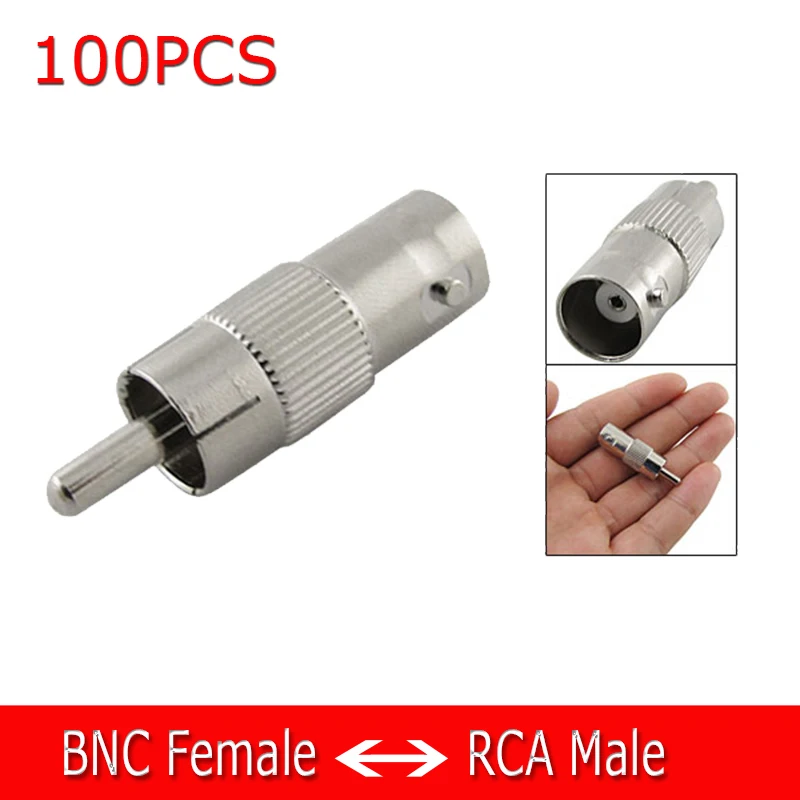 100Pcs BNC 암 RCA 수 동축 케이블 커넥터 어댑터 플러그, CCTV 카메라 RCA 플러그 BNC 변환기|bnc converter|bnc femalebnc bnc ...