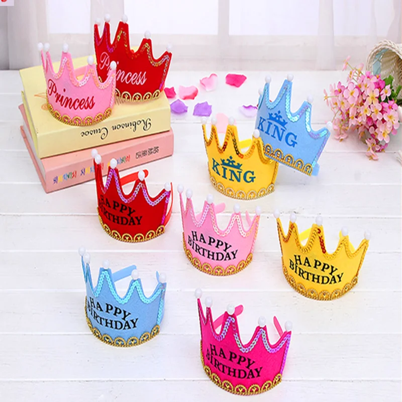 Crown LED Luminous Glow Birthday Hat Cap Color King Princess Luminous ...