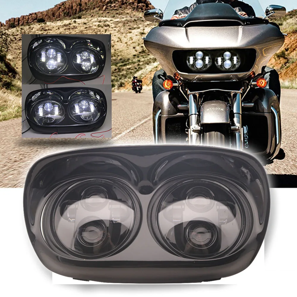 Dual-5-75-LED-Headlights-Hi-Low-Beam-Headlight-Assembly-Fit-Road-Glide ...