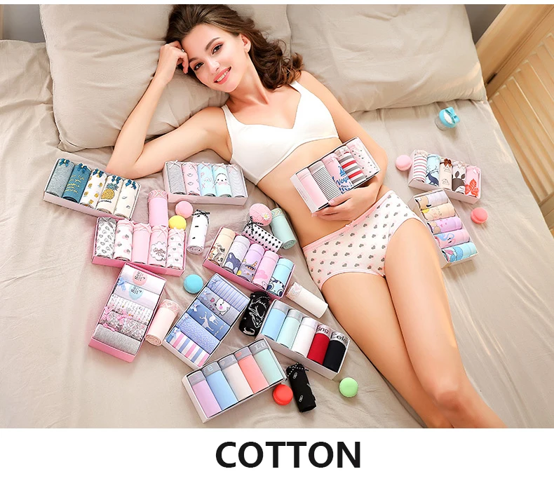 Feilibin 5pcs Lot Panties Hot Sale Sexy Cotton Women Lingerie Seamless