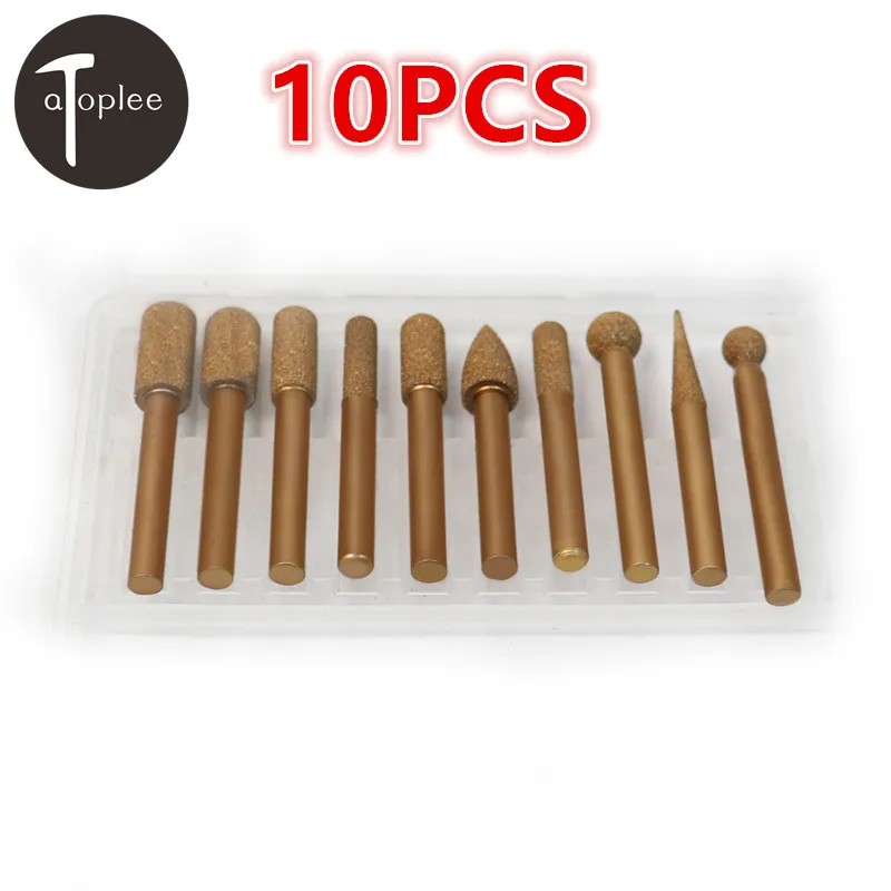 10PCS/set 100 Grit Brazed Diamond Grinding Head 6mm Sharpening ...