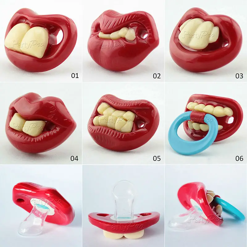 Babypro Partypro 300pcs/lot Free Shipping 6 Designs Teeth Shape Red Lip ...