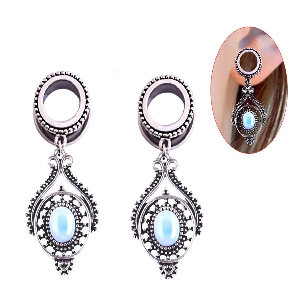 2Pcs Stainless Steel Ear Plugs Tunnels Ear Expander Piercing Flesh ...