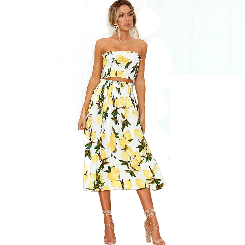 2018 Sexy Off Shoulder Strapless Backless Two Piece Summer Dress Women