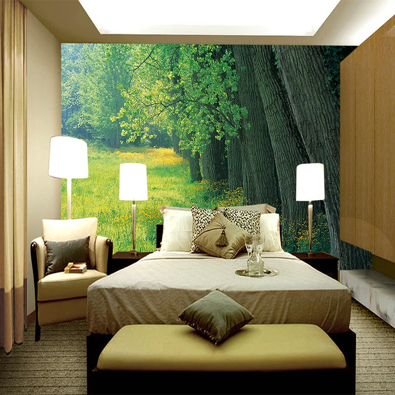 Customized 3D mural wallpaper medium-size oil painting with forest ...