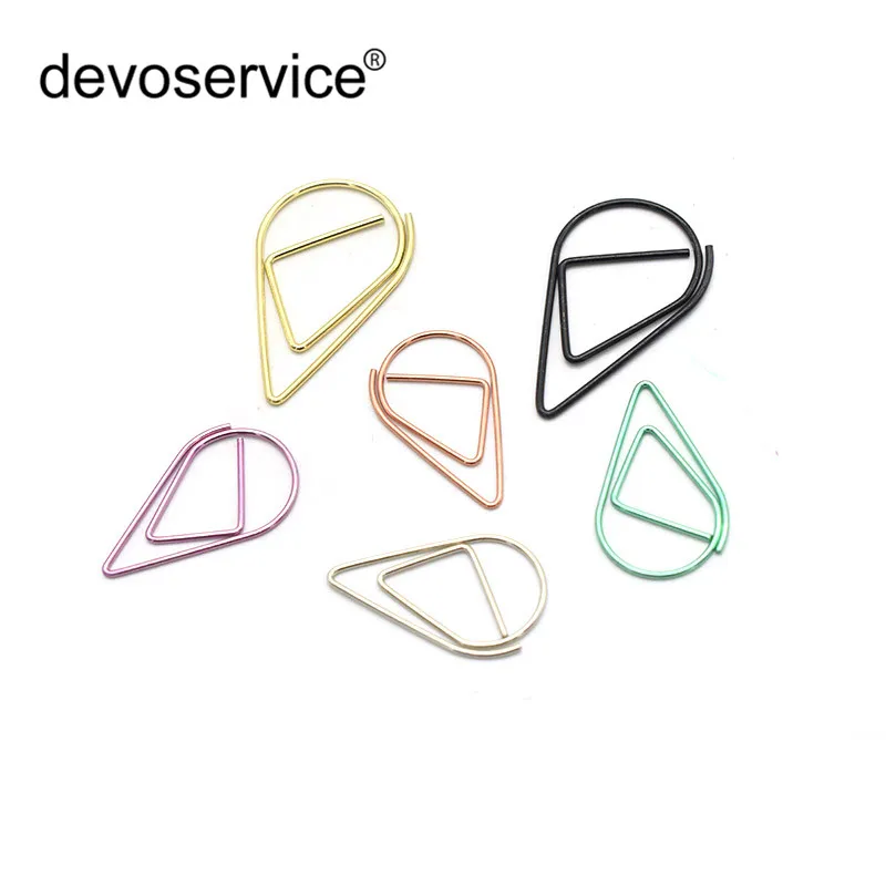 30pcs/Lot Metal Material Drop Shape Paper Clips Gold Silver Bookmark ...
