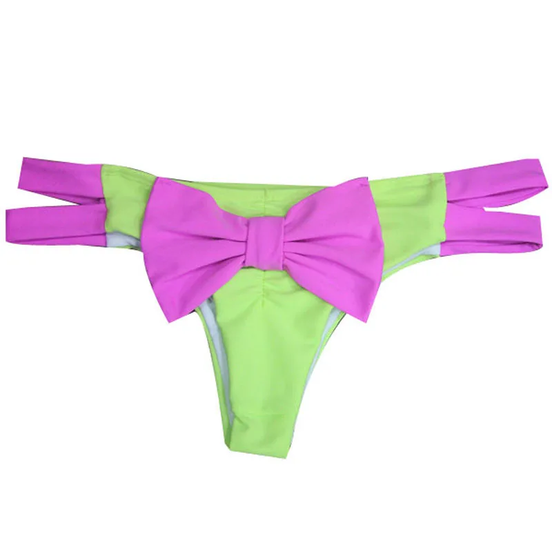 New Green Sexy Bow Thong Separates Swimsuit Panties Women Swimwear Bandage Bathing Suit