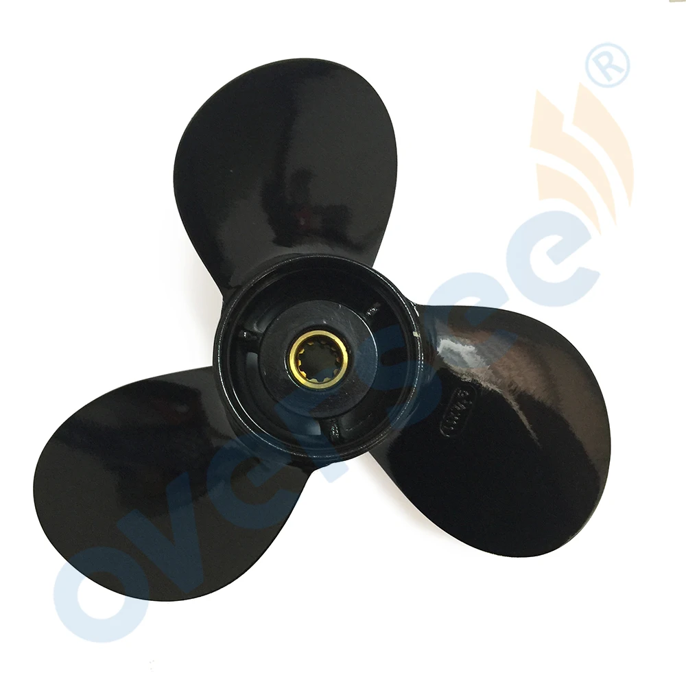 OVERSEE Aluminum Propeller 58100-93743-019 3X9 1/4X11 Black 9.9, 15 HP ...