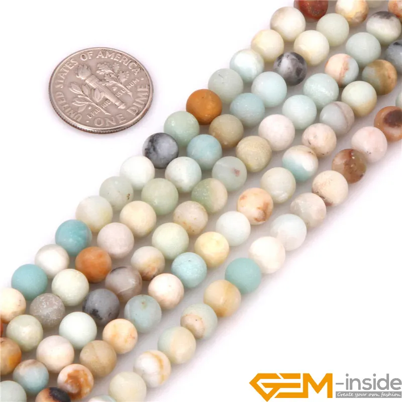 Round Frost Mixed Color Amazonite Beads Natural Stone Beads DIY Loose ...