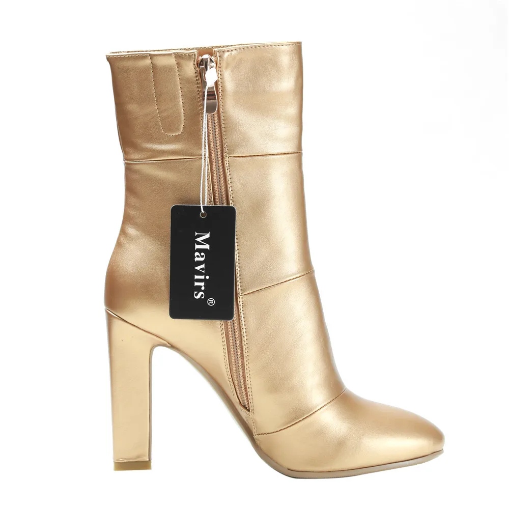 Mavirs Excellent Golden Color Leather Boots For Women Luxury Winter ...