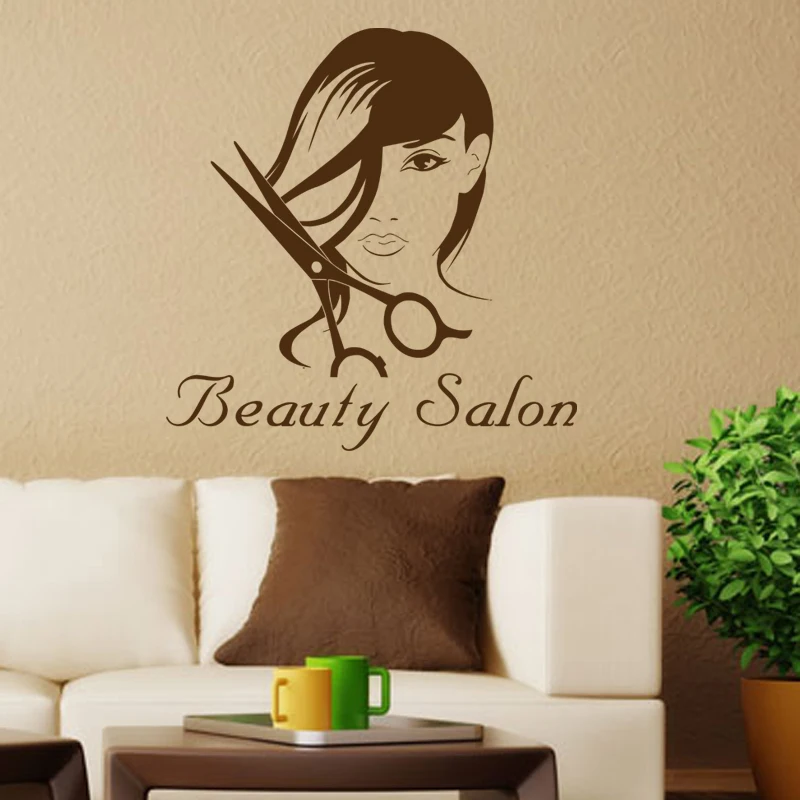 Beauty Salon Sticker Hair Salon Wall Decal Barber Shop Scissor Vinyl ...