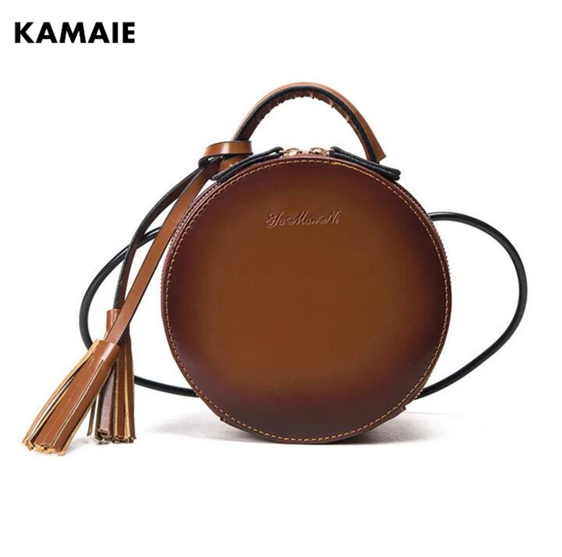 Round Crossbody Bag Leather | semashow.com