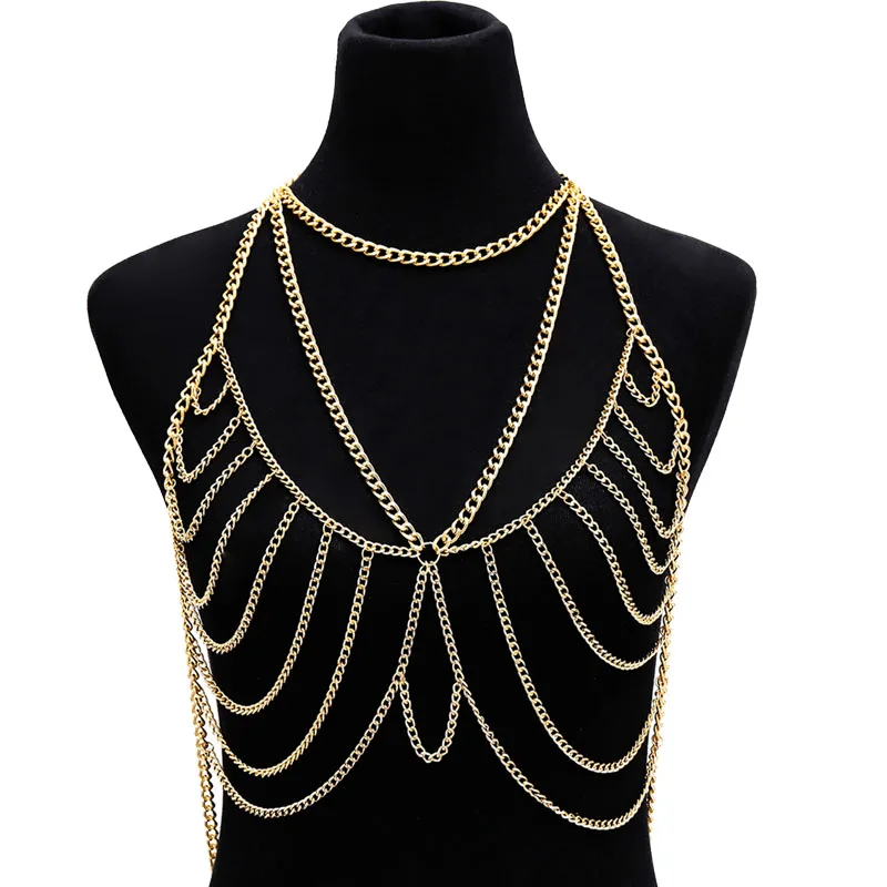 Summer Nhunky Luxury Fashion Sexy Bra Nhain Gold Color Body Chain Bra