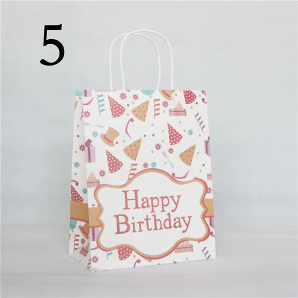 120 pcs 15 Style 27*21*11cm Happy Birthday Kraft Paper Bag With Handles ...