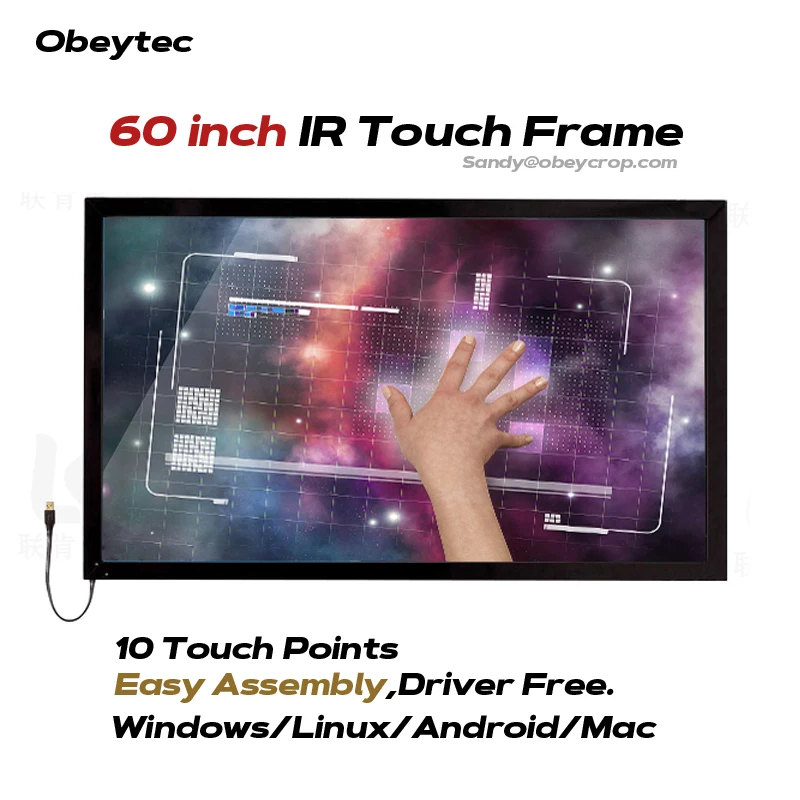 Obeytec 60"Infrared Touch Frame Overlay, Plug and play, High Compatible ...