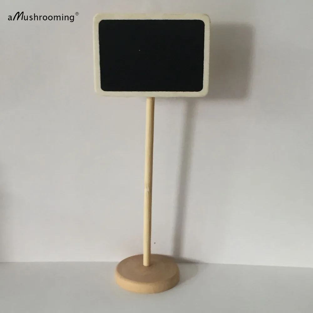 10 Pieces Small Wooden Rectangle Blackboard Chalkboard on Stick Stand ...