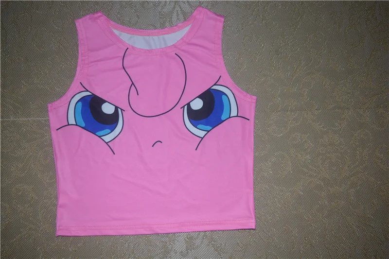 Anime Pokemon Pikachu Print Sleeveless Crop Top - KawaiiMerch.com