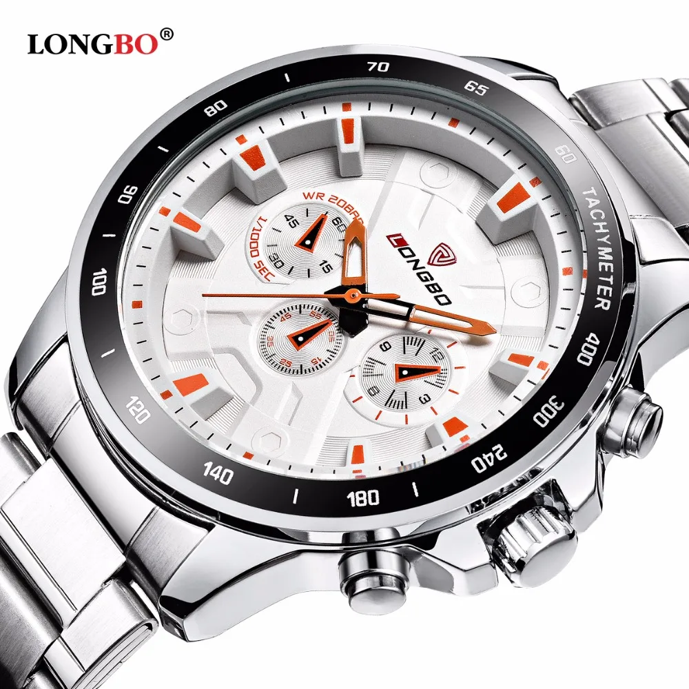 LONGBO Military Decorative Chronograph Stainless Steel Band Sports ...
