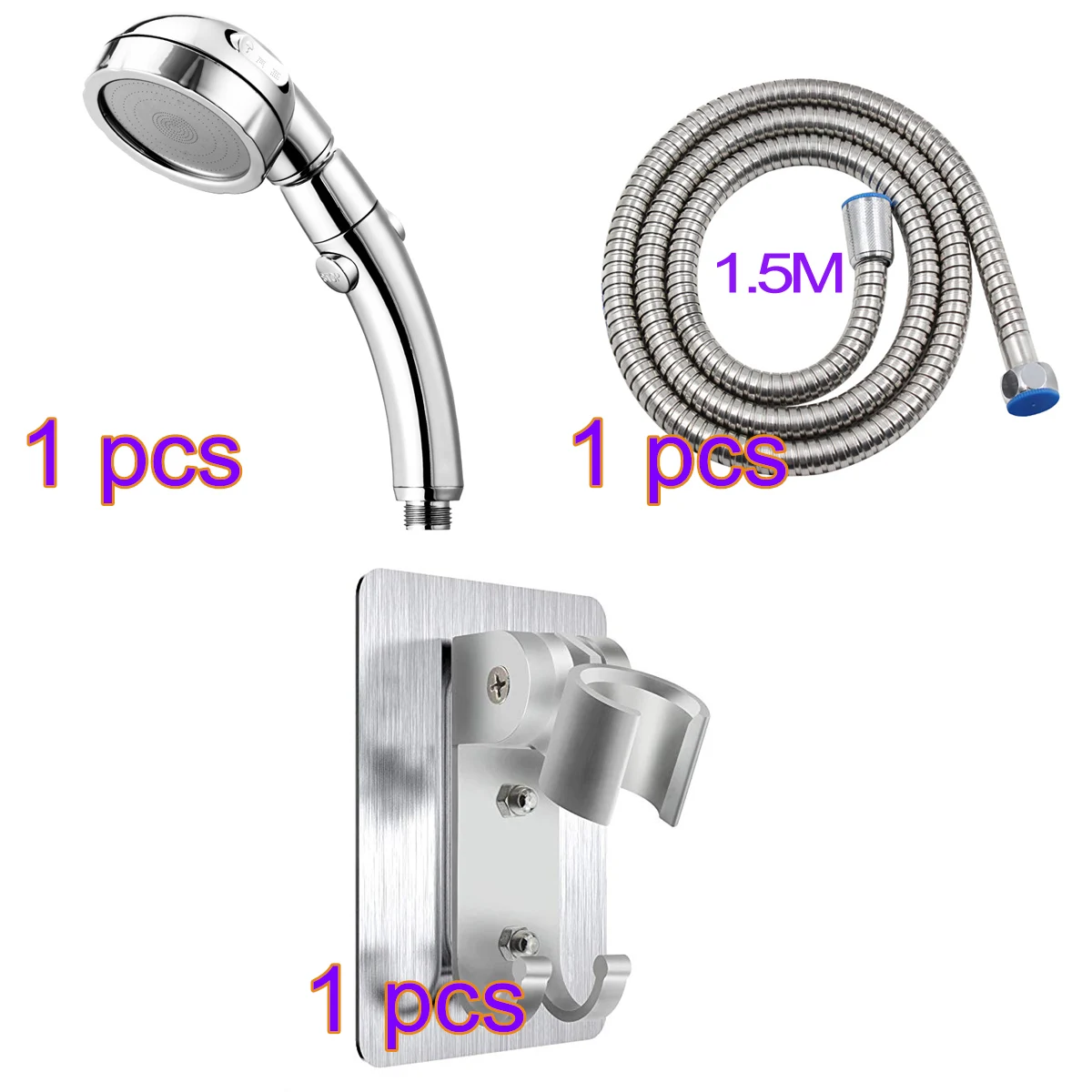 3pcs/1set Shower Head Water Saving High Pressurized ABS Plastic ...