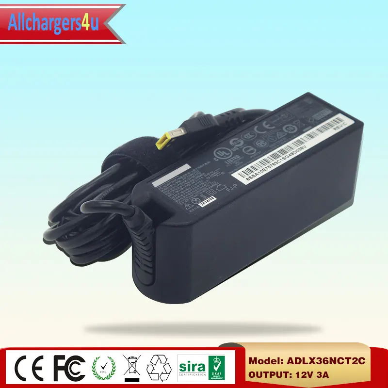 Genuine 12V 3A 36W Slim USB Pin Laptop Adapter For Lenovo ThinkPad 10 ...