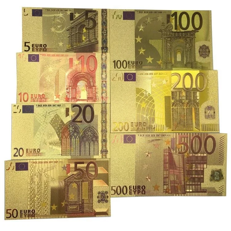 Fake Banknotes Gold Banknote Colorful Euro Gold Banknote Gold Plated ...