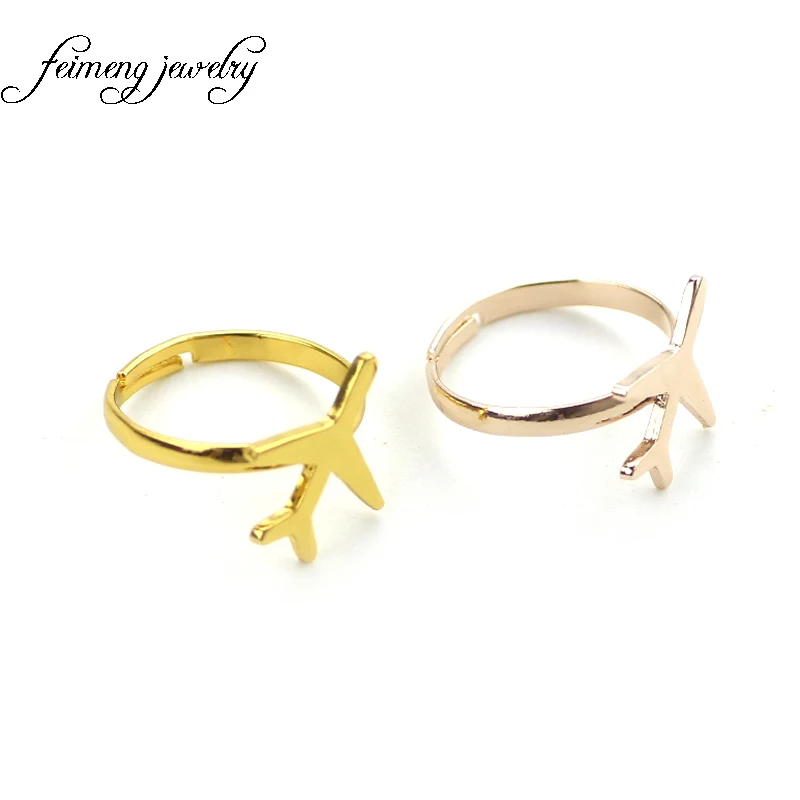 Rose Gold Color Cute Plane Ring Aircraft Ring Adjustable Spinner ...