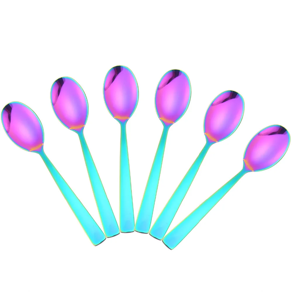 Pawaca 6pcs Set Colorful 304 Stainless Steel Spoons Fruit Spoon Coffee