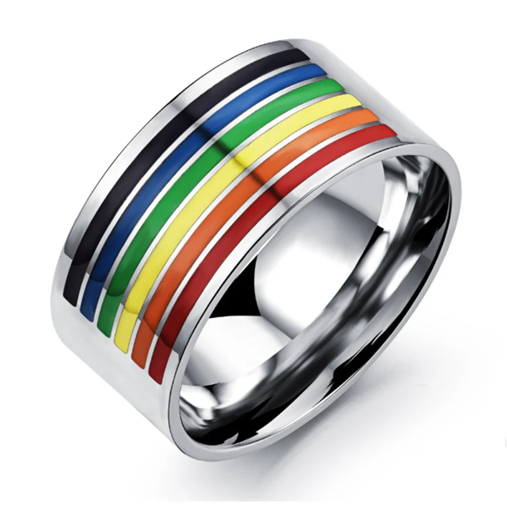 Personality Stainless Steel Rainbow Rings Gay Pride Gays Jewelry For