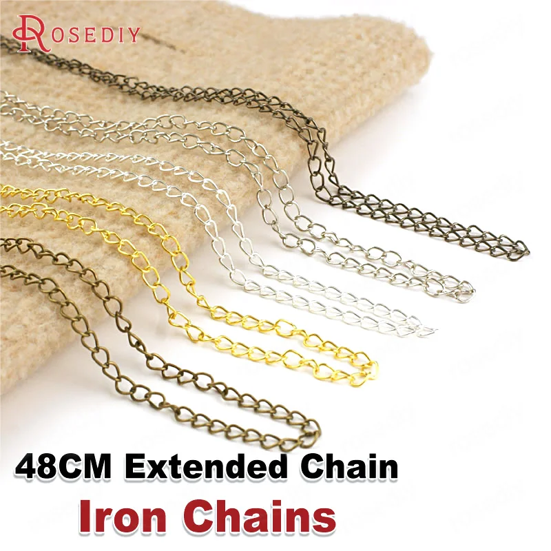 (2581)10PCS Chain width 3MM Expand length 48CM Iron Extended Chains ...