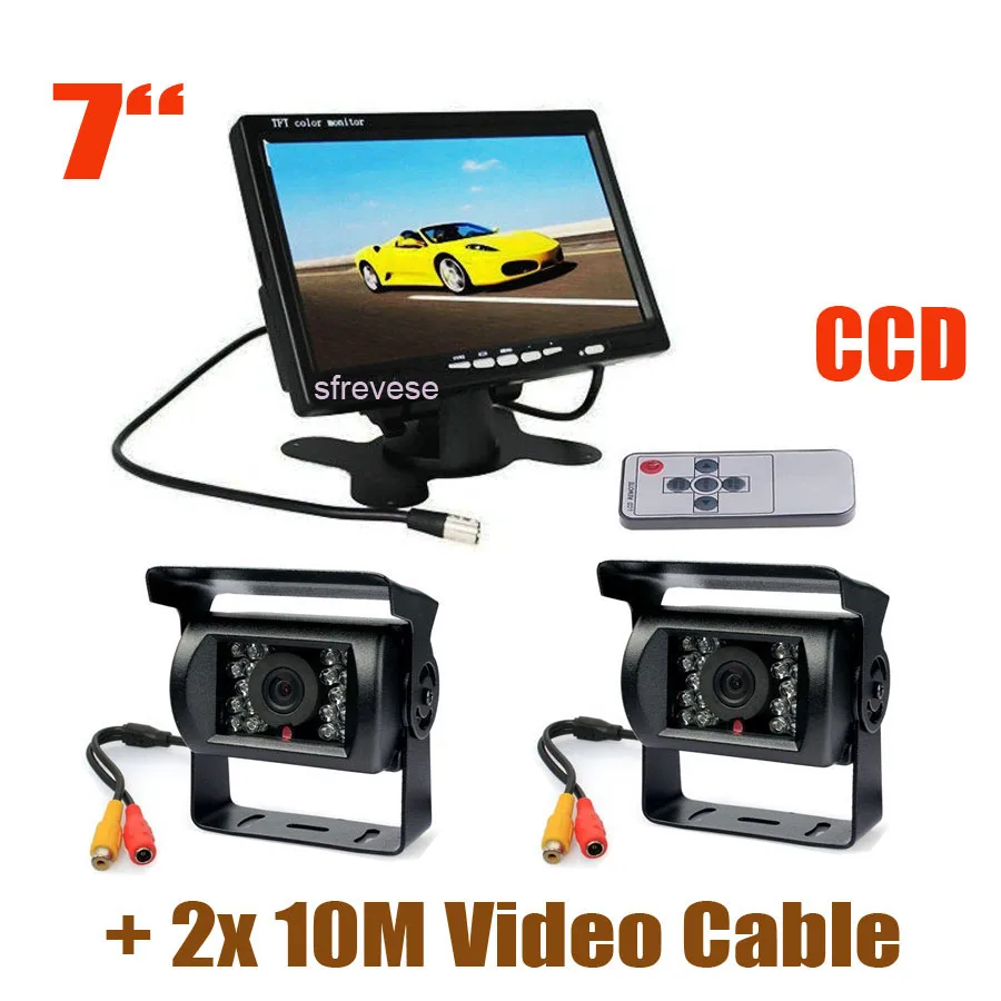 7 "monitor lcd kit de visão traseira do carro + 2x18 led ir visão ...