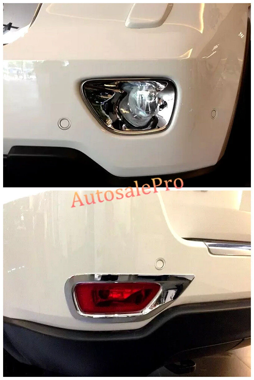 Chrome Front + Rear Fog Light Cover Trim 4pcs for Jeep Grand Cherokee ...