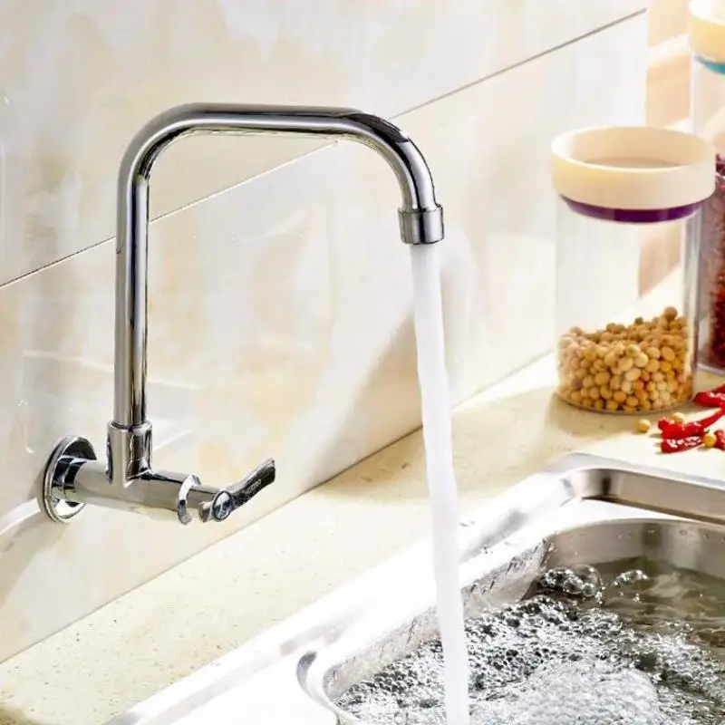 Wall-Mount-Kitchen-360-Rotating-Swivel-Basin-Sink-Faucet-Single-Handle ...