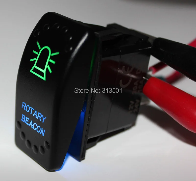 ROTARY BEACON Green & Blue Led LIGHT Rocker Switch 5P SPST ON/OFF 12V ...